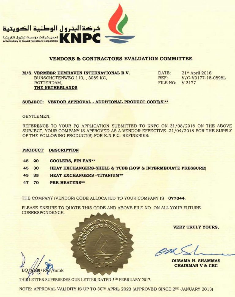 The VE Group Is Proud To Announce To Have Become A KNPC Approved Vendor ...
