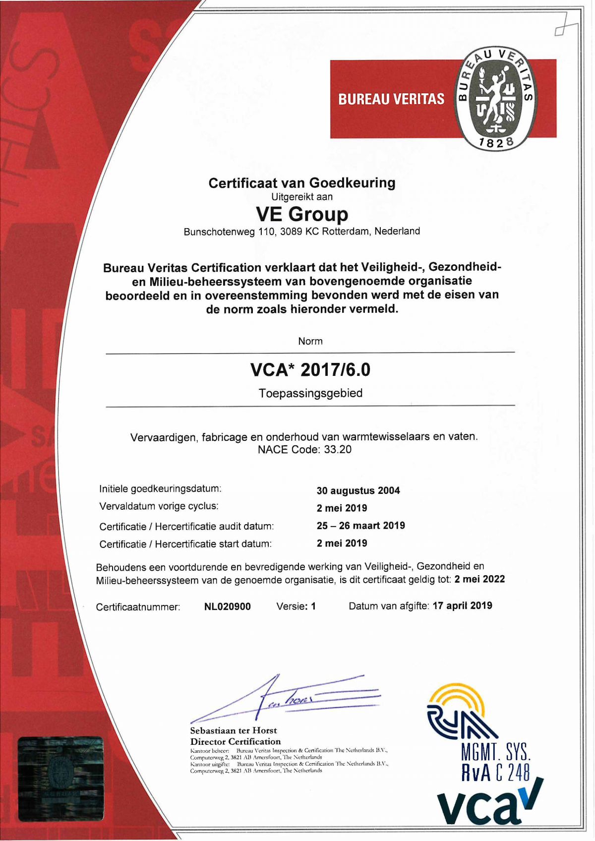 VE Group New VCA 2017/6.0 Certification - VE-Group